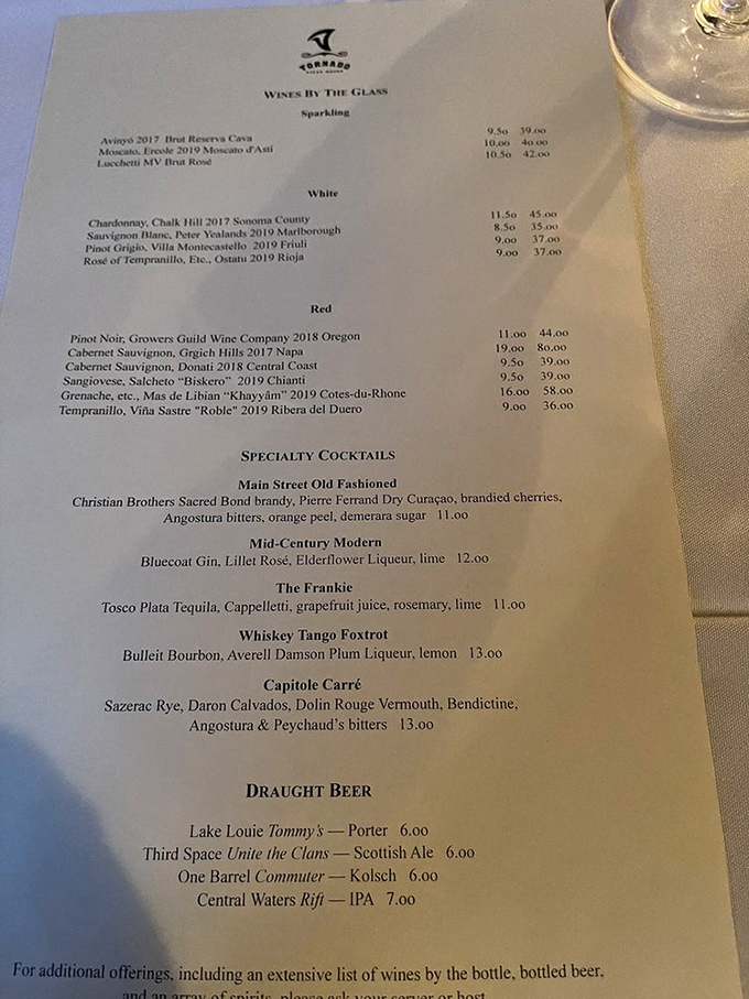 This isn't just a menu—it's a roadmap to happiness. The cocktail selection alone would make Don Draper weep with joy.
