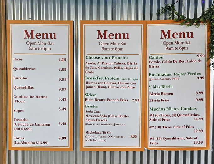 This no-nonsense menu board tells you everything you need to know&mdash;authentic Mexican fare without pretense, just pure deliciousness awaiting your order.