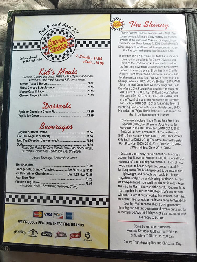 The menu tells the story of American diner culture – straightforward comfort food with no pretension, just the promise of satisfaction that's kept locals coming back for decades.