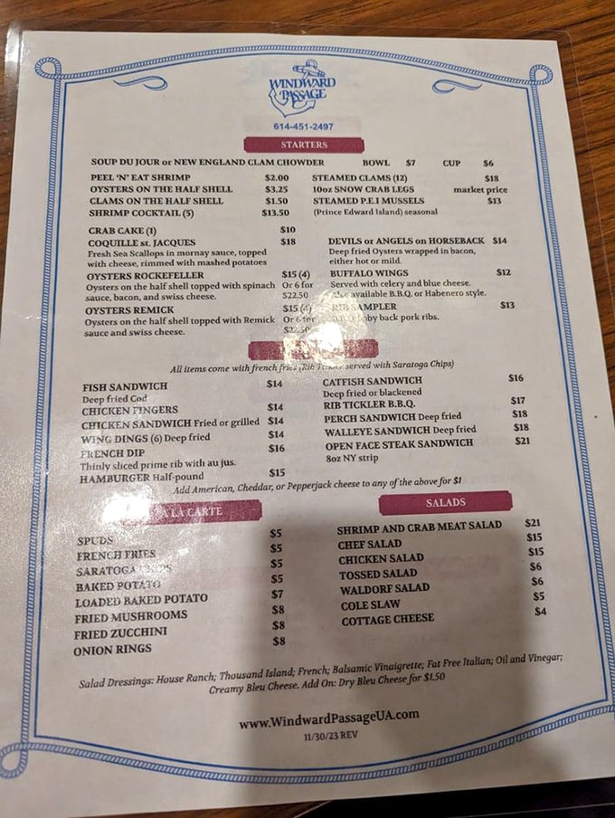 The menu reads like a love letter to seafood enthusiasts &ndash; from Devils or Angels on Horseback to that legendary perch sandwich, culinary adventure awaits. 