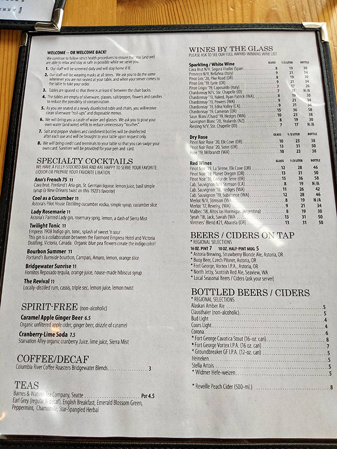 The cocktail menu reads like a love letter to Oregon spirits, with the Lady Rosemary standing out as the local celebrity. 