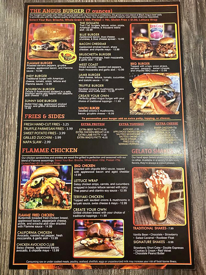 The menu reads like a love letter to carnivores, with each burger promising a different path to happiness.