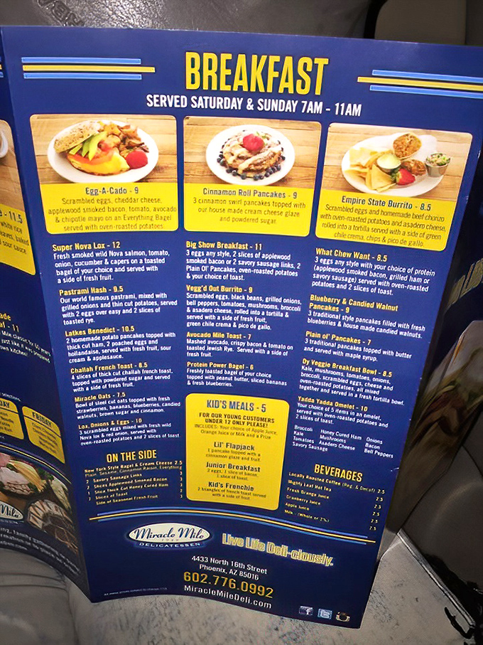 A breakfast menu that proves Miracle Mile isn't just a one-trick sandwich pony. Like finding out your favorite band also writes poetry &ndash; unexpected and delightful.