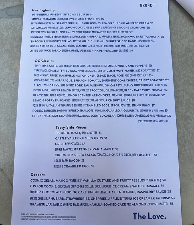 A menu that reads like poetry&mdash;baby buttermilk biscuits, sriracha bacon, and black truffle risotto. Decision paralysis has never been so delicious.