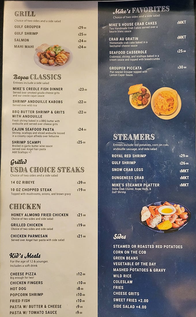 A menu that reads like a love letter to the Gulf. Each dish promises a vacation for your taste buds without the hassle of sunscreen.