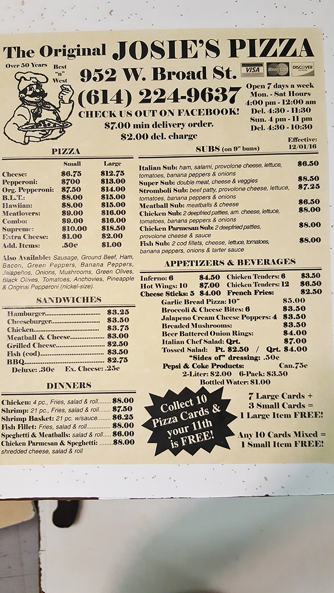 A menu that hasn't surrendered to food trends or inflated prices. The loyalty card program speaks volumes about their old-school customer appreciation.