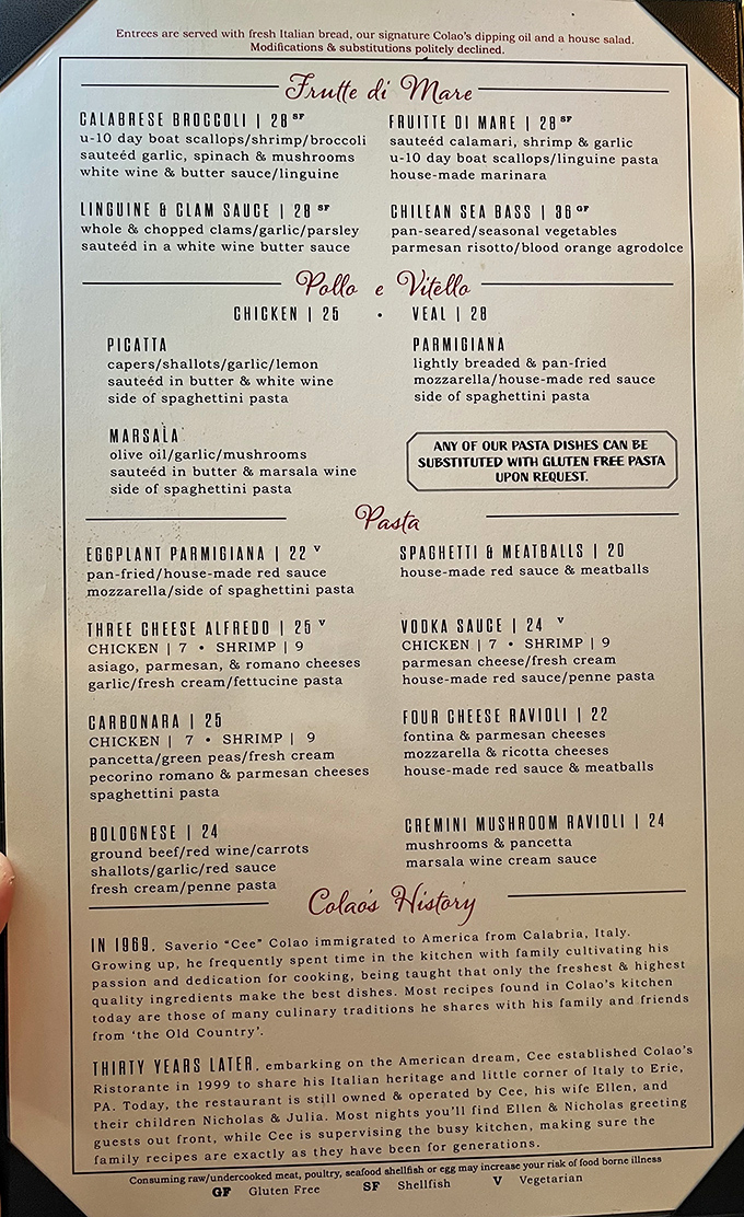 This menu tells a story of Calabrian heritage, with each dish representing generations of Italian culinary wisdom perfected over time.