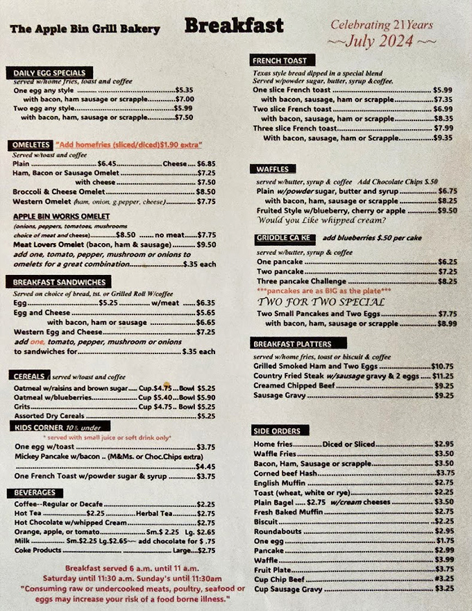 This menu isn't just a list of food&mdash;it's a roadmap to happiness. The breakfast section alone could sustain you through a Pennsylvania winter.