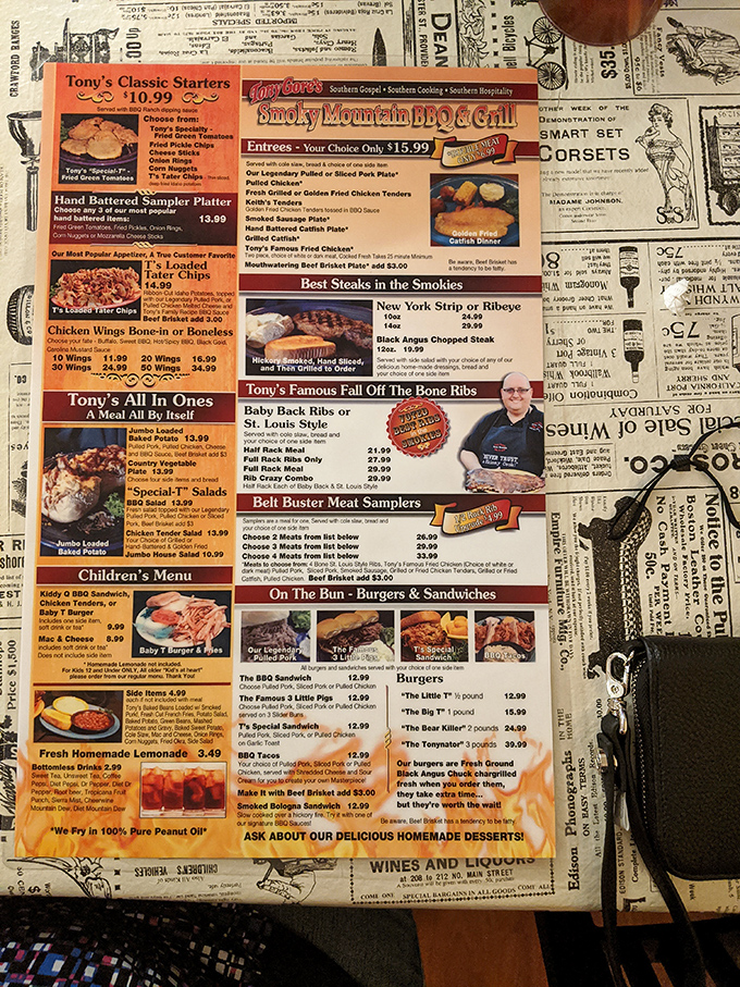 This menu isn't just reading material&mdash;it's a roadmap to happiness with detours through BBQ bliss and comfort food nirvana.