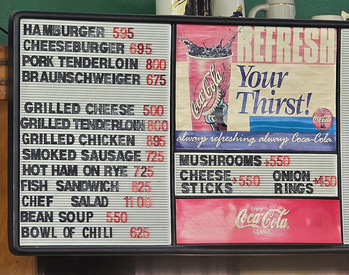 A menu board that gets straight to the point&mdash;no fancy descriptions or trendy ingredients. Just honest American classics at prices that won't require a second mortgage.