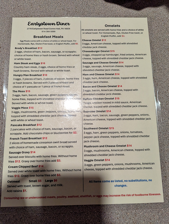 This menu isn't just a list of food&mdash;it's a roadmap to happiness. "The Mess" isn't a warning; it's a promise of breakfast bliss.