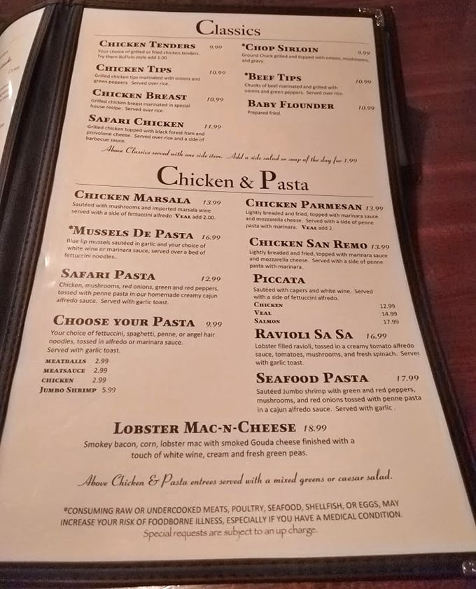 A menu that reads like comfort food's greatest hits album, with enough variety to satisfy everyone from pasta lovers to dedicated carnivores.