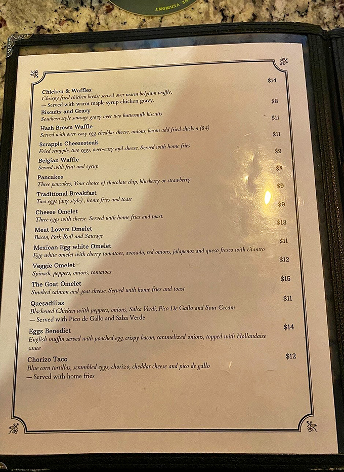 Breakfast heaven awaits with options like The Goat Omelet and Scrapple Cheesesteak. This menu doesn't just feed you&mdash;it hugs you.