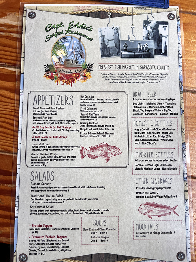 This menu isn't just a list of dishes&mdash;it's a maritime treasure map. X marks the spot where your taste buds strike gold.