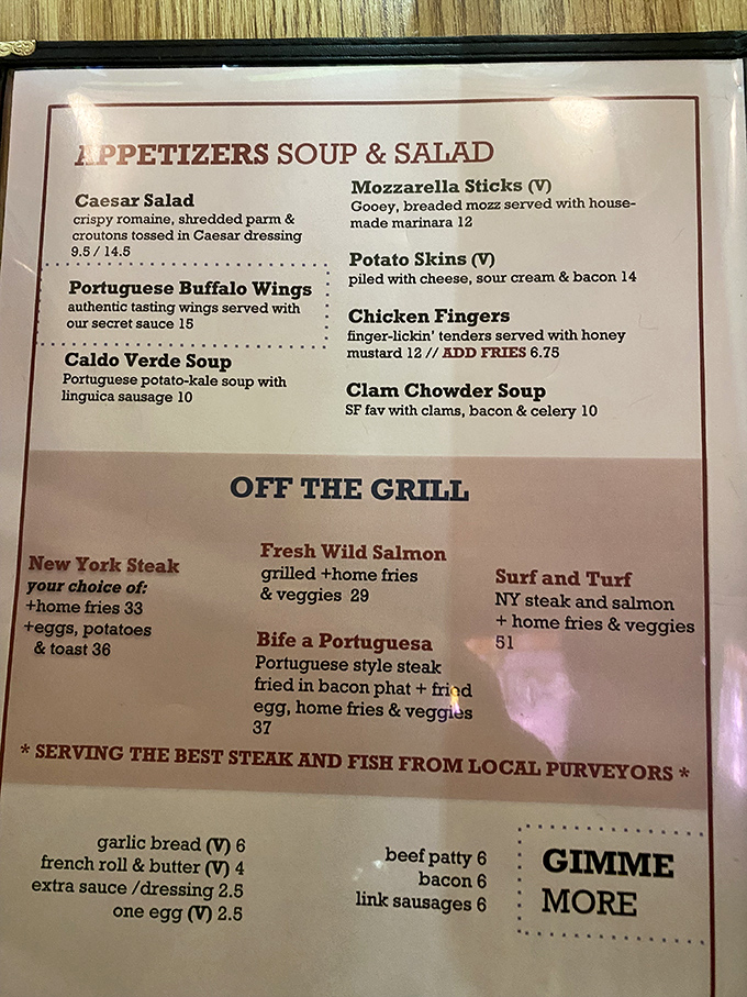 The menu reads like a delicious identity crisis&mdash;half American diner classics, half Portuguese specialties. When cultures collide, your taste buds win.