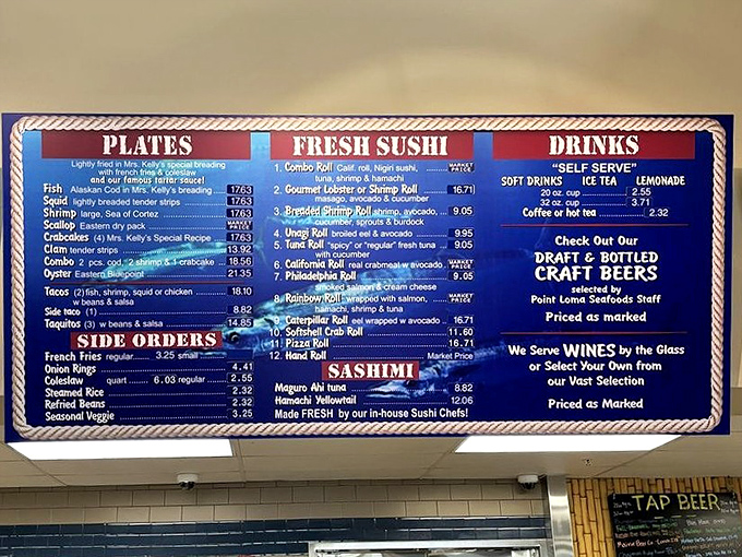 A menu board that reads like poetry to seafood lovers. Decisions, decisions&mdash;the kind of life dilemma we should all be so lucky to face.