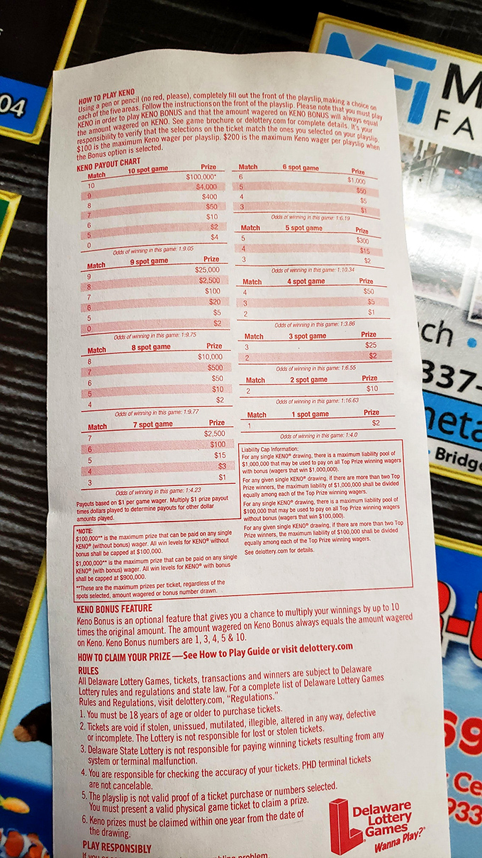 Entertainment comes in many forms at Jeff's, including the chance to try your luck at Keno while waiting for that legendary crab soup to arrive.