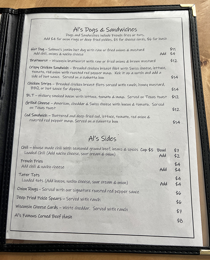 Al's menu reads like a love letter to American comfort food classics. No molecular gastronomy or deconstructed anything here&mdash;just straightforward deliciousness that doesn't need translation.