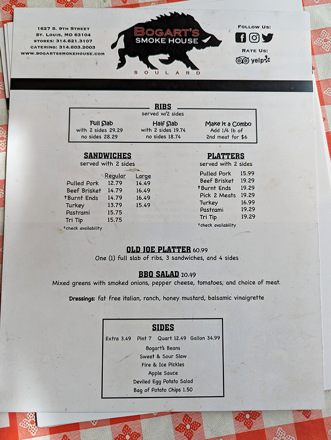 The menu at Bogart's reads like barbecue poetry&mdash;ribs, brisket, burnt ends, and pastrami, each promising a different path to meat nirvana.