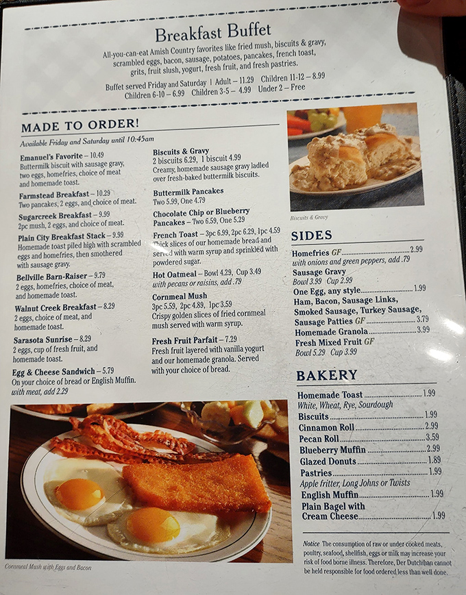 A menu that reads like a geography lesson of Ohio, with each breakfast option promising a different delicious journey through Amish Country.