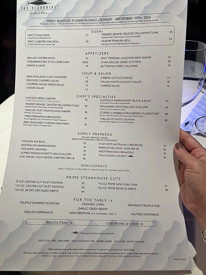 The menu changes daily, proving that yesterday's fish is yesterday's news. Fresh seafood is the star at this maritime culinary theater.