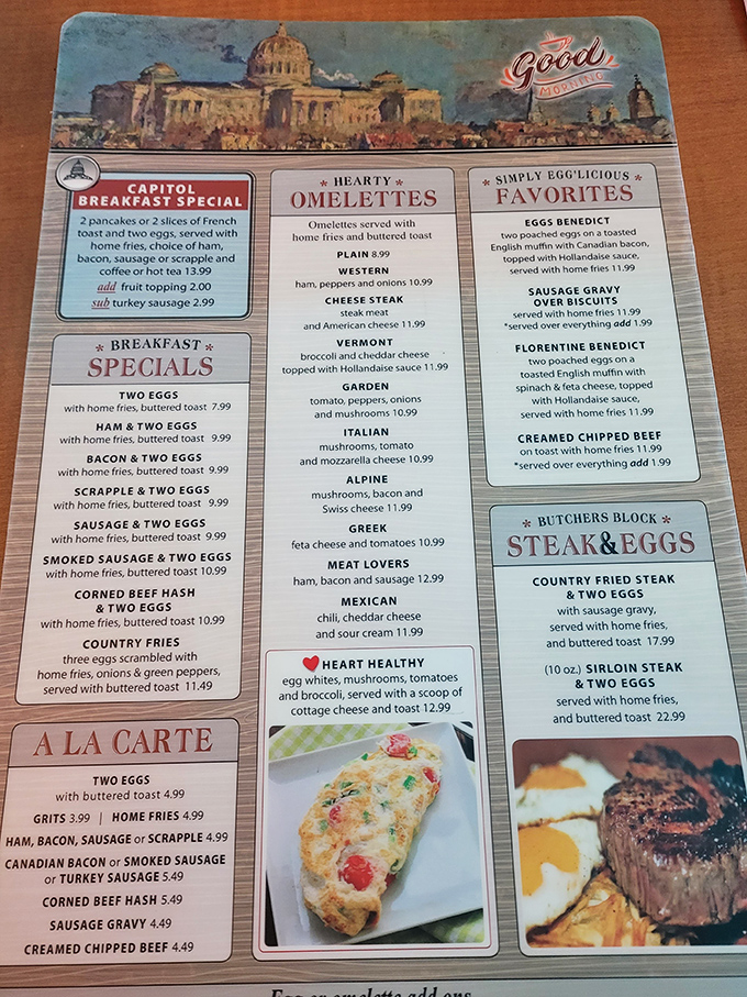 The menu reads like a love letter to breakfast classics. That Capitol Breakfast Special? It's calling your name louder than your morning alarm.