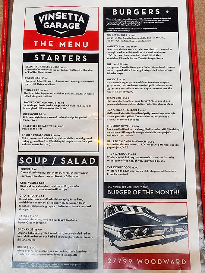 This isn't just a menu&mdash;it's a roadmap to delicious decisions and happy regrets. The hardest part about Vinsetta Garage? Choosing just one thing.