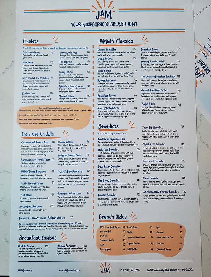 This menu isn't just a list&mdash;it's a roadmap to breakfast nirvana with enough options to require multiple visits.