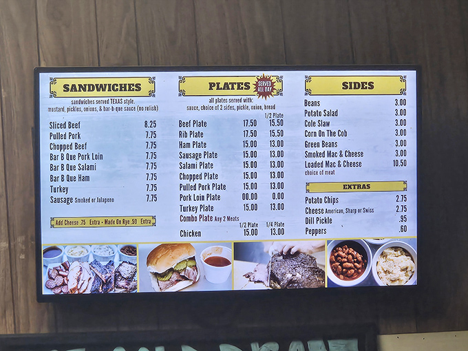 A menu that gets straight to the point&mdash;no fancy descriptions needed when the barbecue speaks such fluent delicious.