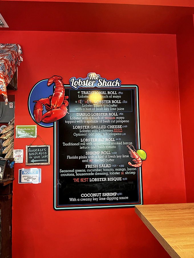 This menu board isn't just a list—it's a treasure map. X marks the spot where butter meets seafood in perfect harmony.