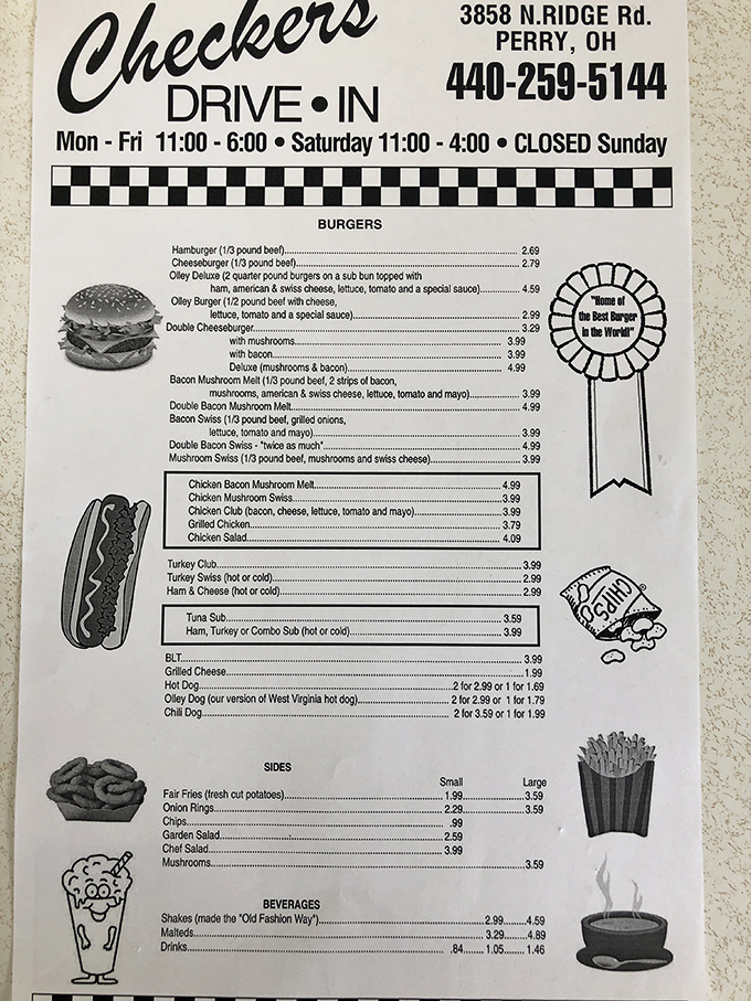The menu proudly proclaims "Home of the Best Burger in the World"&mdash;a bold claim backed by generations of satisfied customers and empty plates.