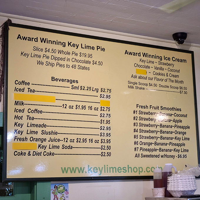 The menu board tells no lies&mdash;this is a place where key lime has infiltrated everything from pie to ice cream, proving that obsession can be deliciously productive.