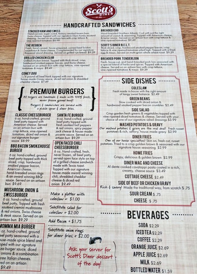 Chalkboard menus: where culinary dreams are written in dust. The Grouper Reuben beckons, while Lobster Corn Dogs whisper sweet temptations.