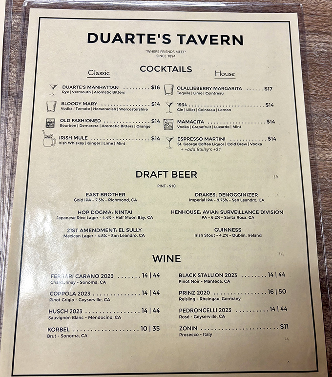 Not just a menu—a roadmap to flavor paradise. From grass-fed burgers to that legendary brisket, each description is a promise of deliciousness to come.