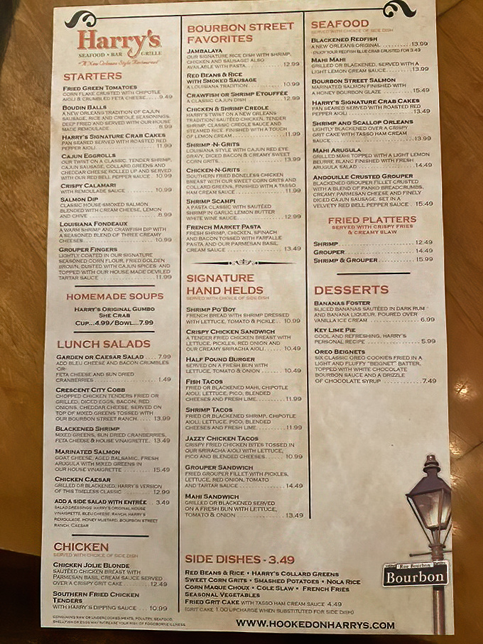 This menu isn't just a list of dishes—it's a passport to New Orleans without the TSA pat-down. Decisions, decisions!