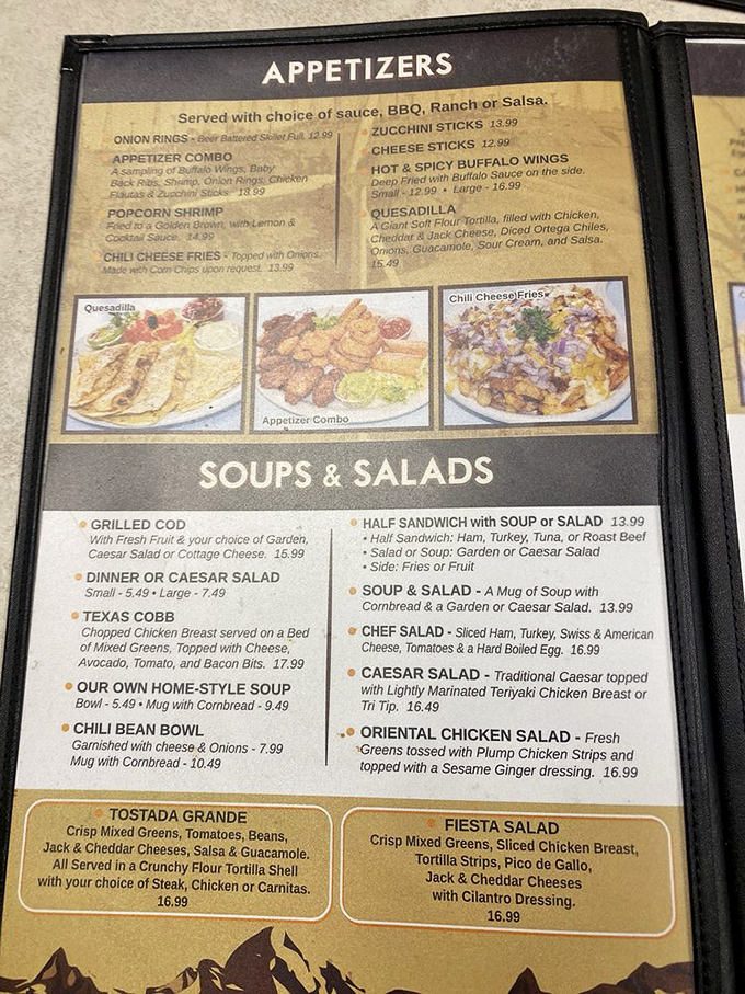 The menu reads like a love letter to American comfort food classics. Choosing just one item might be the hardest decision you'll make all day.