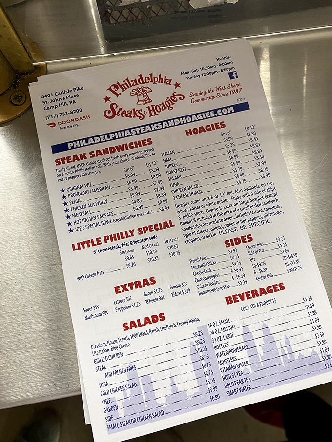 This menu isn't just a list of options; it's a roadmap to happiness with the "Little Philly Special" serving as your delicious North Star.