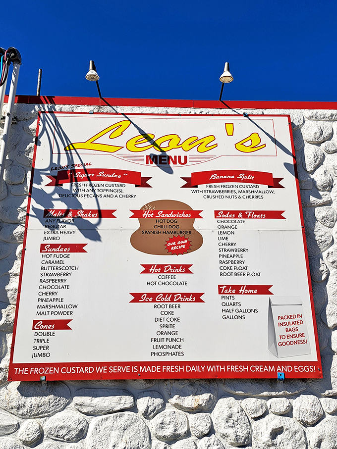 A menu that hasn't needed updating since the Eisenhower administration. When you've perfected something, why mess with success?