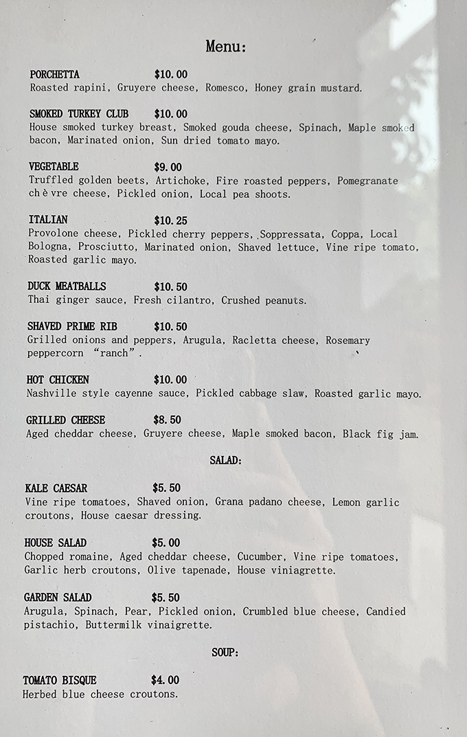 This menu reads like poetry to sandwich lovers – each description a promise of flavor combinations that'll make you question all previous sandwich relationships.