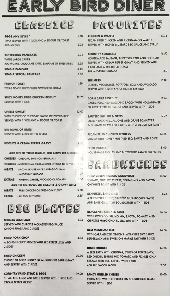 A menu that reads like a love letter to Southern cuisine. Choosing just one item might be the hardest decision you'll make all day.