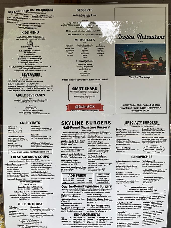 A menu that doesn't need fancy fonts or pretentious descriptions&mdash;just honest food that speaks for itself. The burger section alone is poetry.
