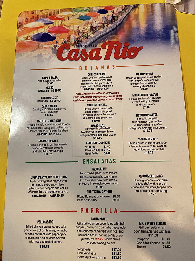 A menu that reads like a love letter to Tex-Mex classics – decisions this difficult should come with a therapist.