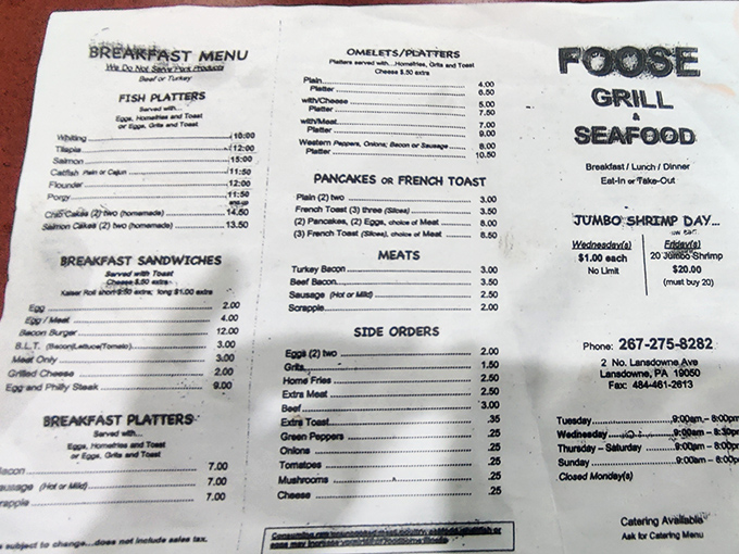 A menu that cuts right to the chase—no fancy descriptions needed when the food speaks this loudly. Jumbo Shrimp Day might be the best holiday you've never celebrated.