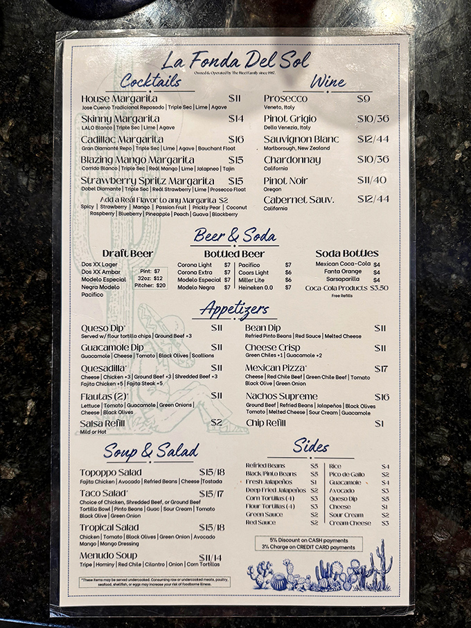 A menu that reads like a love letter to Mexican cuisine. The real challenge isn't deciding what to order&mdash;it's figuring out how to try everything.