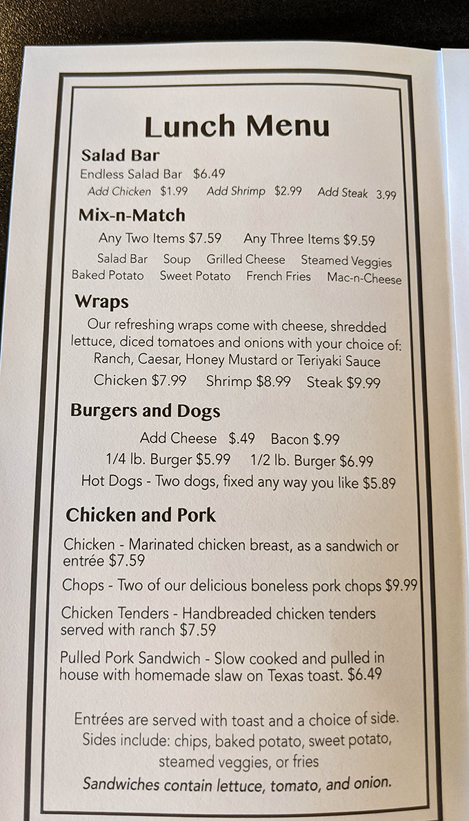 The straightforward menu speaks volumes – no culinary dictionary required, just honest food that delivers on flavor.