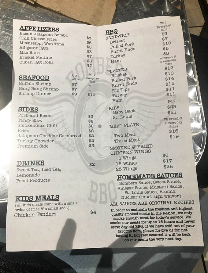 This menu isn't just a list&mdash;it's a roadmap to happiness. Note the "Nuclear" sauce waiver requirement&mdash;they're not kidding around!