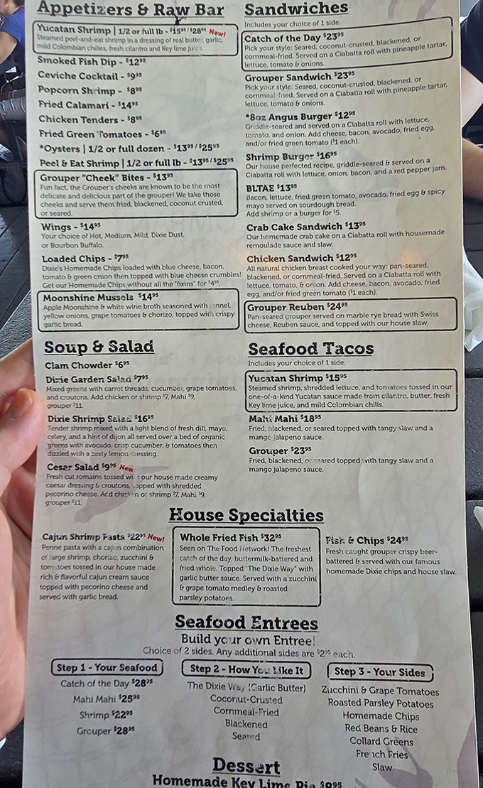 This menu reads like a love letter to Gulf seafood, with options that'll make your cardiologist nervous.