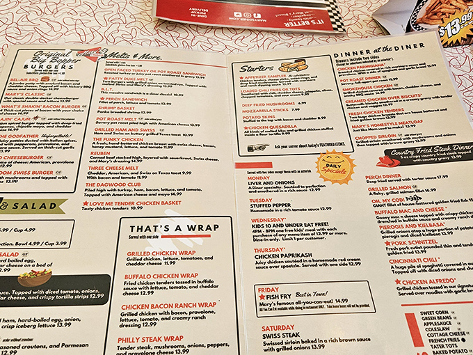 This isn't just a menu; it's a roadmap to comfort. Daily specials that rotate like the seasons keep regulars coming back decade after decade.