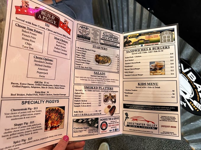 The menu reads like a love letter to meat lovers everywhere. "Build a Piggy" might be the three most beautiful words in the English language.