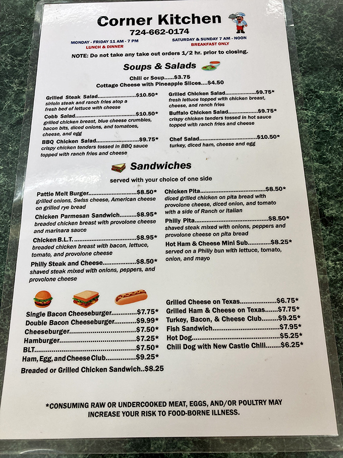 The menu that launched a thousand road trips – simple, honest, and worth every mile.